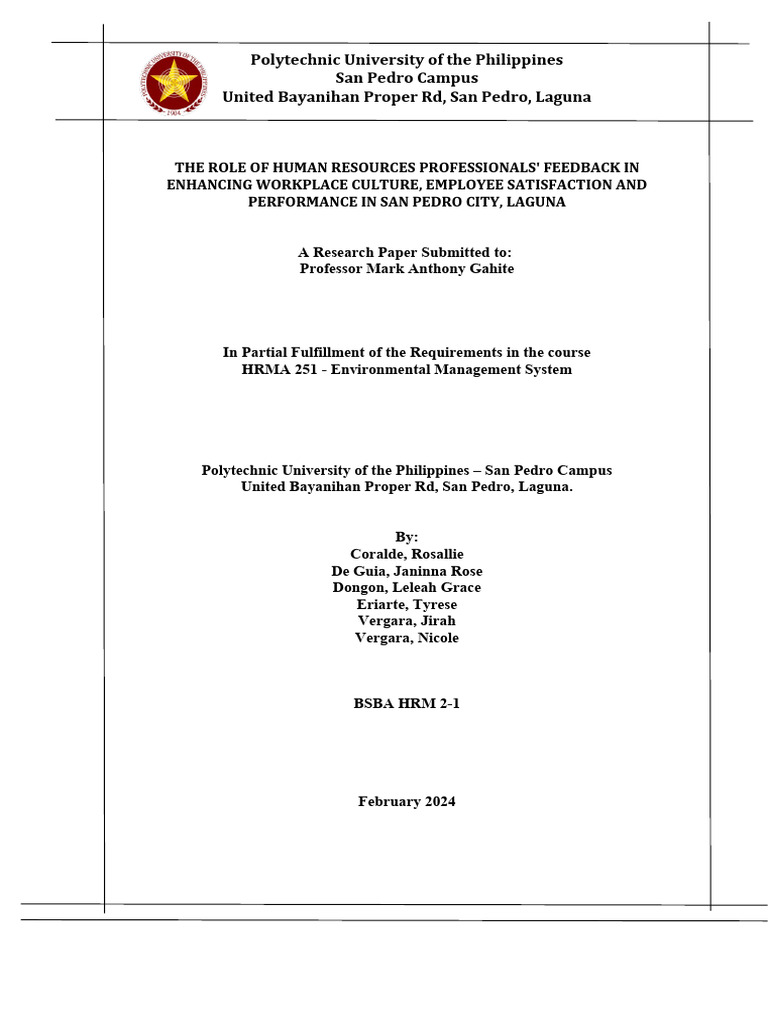 The Role of Human Resources Professionals' Feedback in Enhancing ...