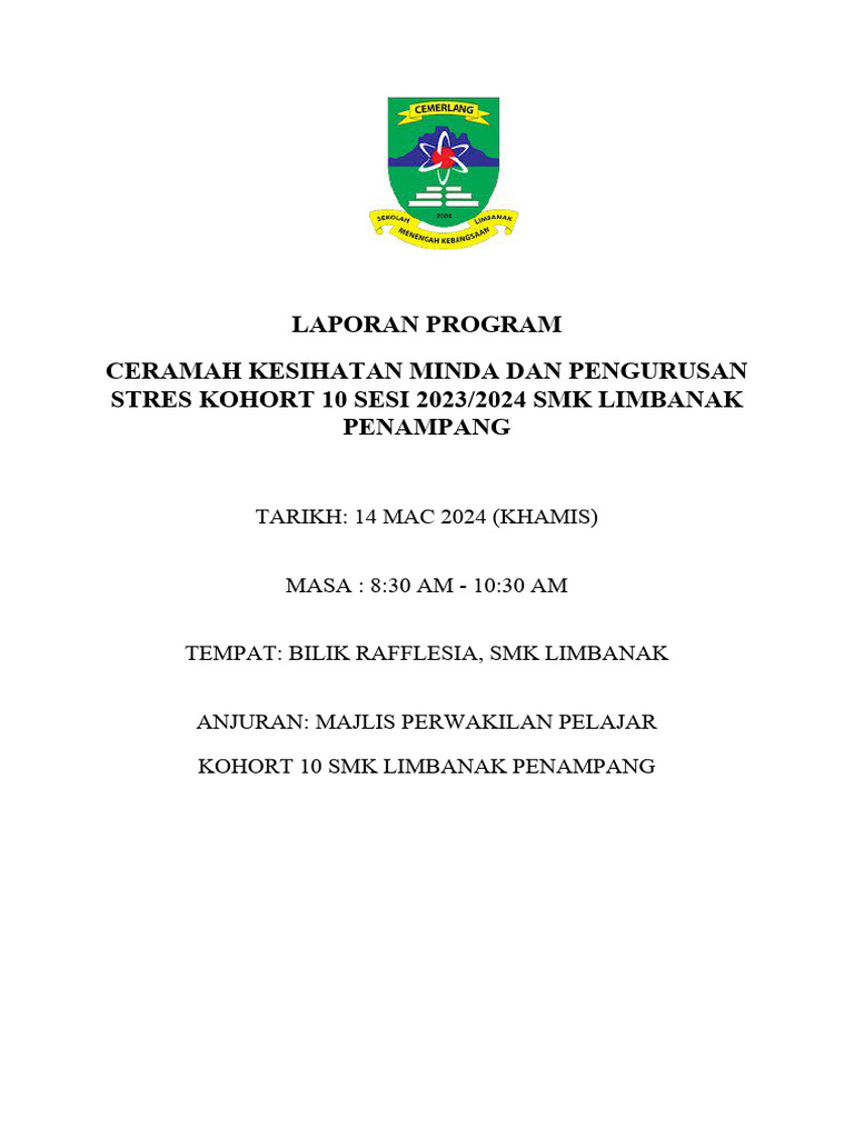 Laporan Ceramah Minda Sihat | PDF