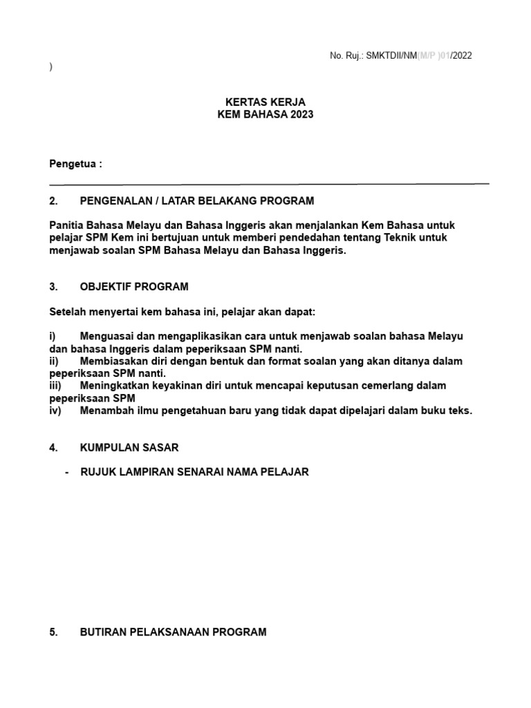 Contoh Kertas Kerja | PDF