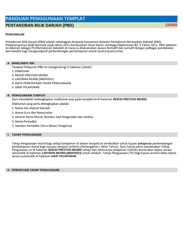 Templat Pelaporan PBD Sains KSSM t3 | PDF