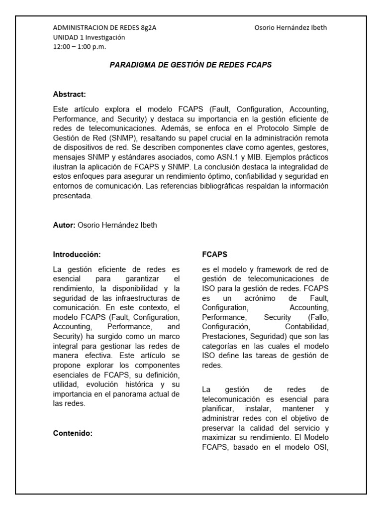 Gestión de Redes: FCAPS y SNMP | PDF | Red de arquitectura | Protocolos de comunicaciones