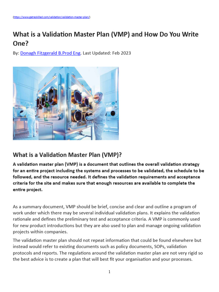 Understanding Validation Master Plans | PDF | Verification And ...