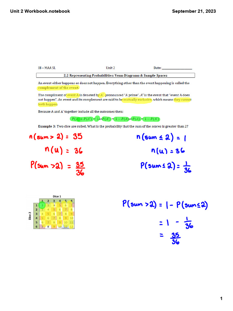 8.2 Representing Probabilities - Venn Diagrams & Sample Spaces | PDF