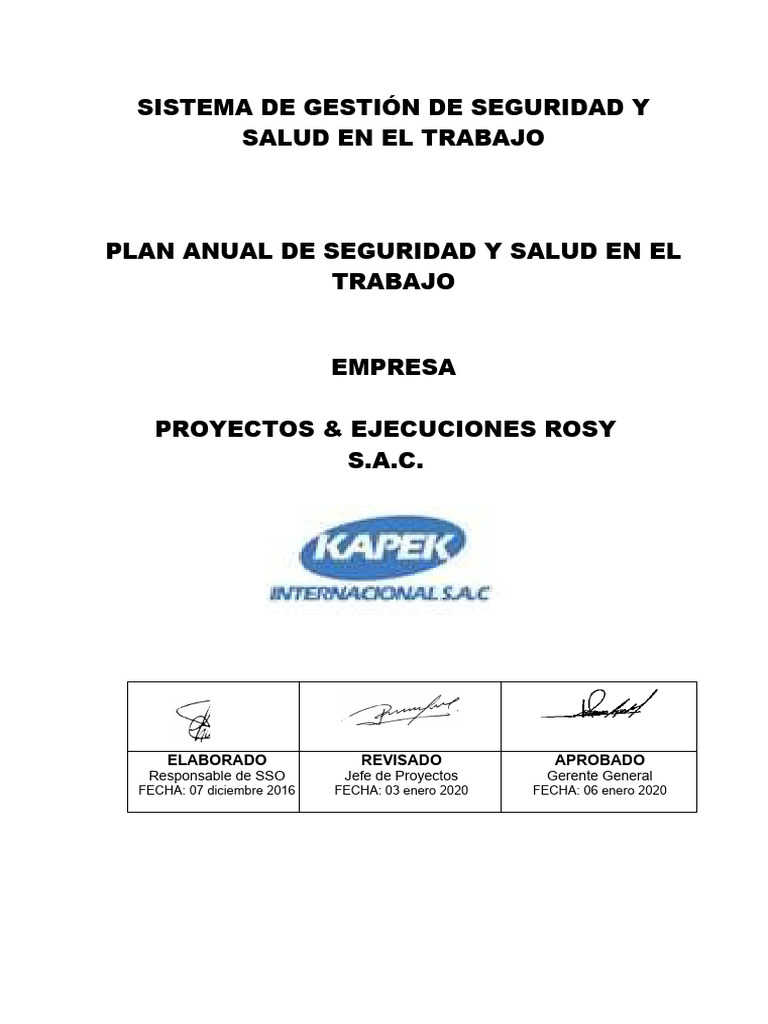 Plan y Programa Anual de SST 2020 (Recuperado Automáticamente) | PDF | Seguridad y salud ...