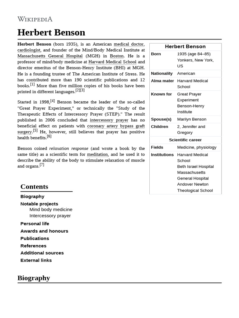 Herbert Benson | Download Free PDF | Medicine
