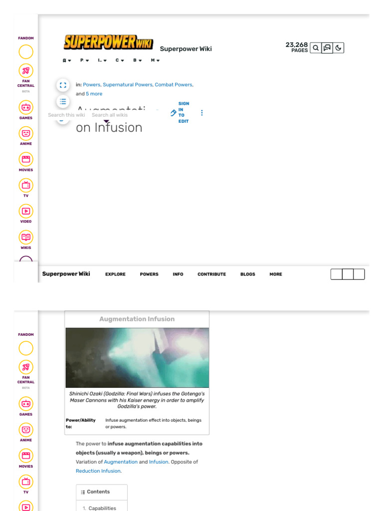 Augmentation Infusion - Superpower Wiki - Fandom | PDF | Wiki | Web 2.0