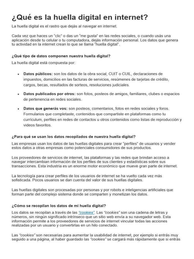 Qué Es La Huella Digital en Internet | PDF | Cookie HTTP | Internet