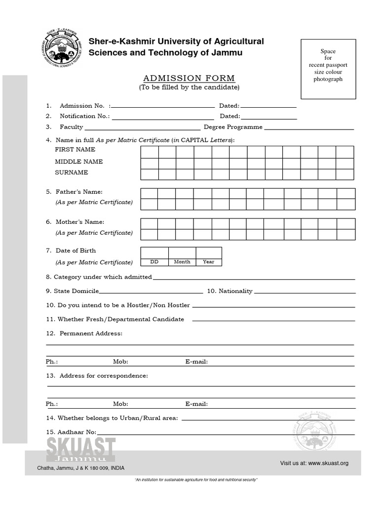 1707217002admission Form UG-PG PDF | PDF | Educational Stages