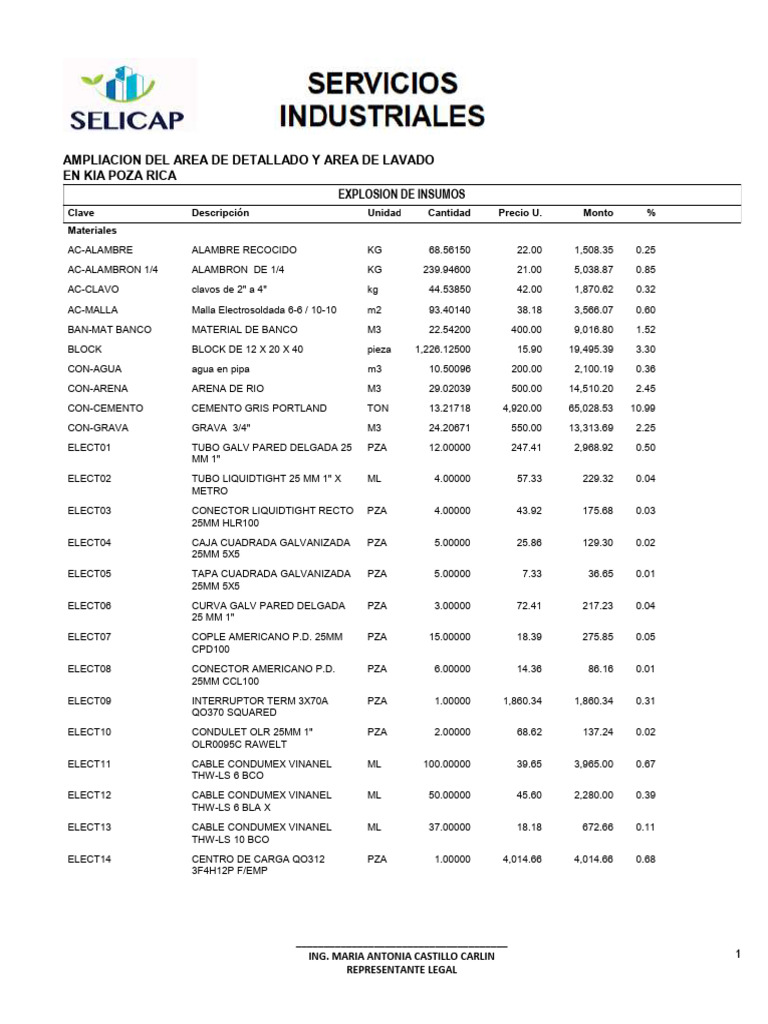 Explosion de Insumos | PDF | Materiales de construcción
