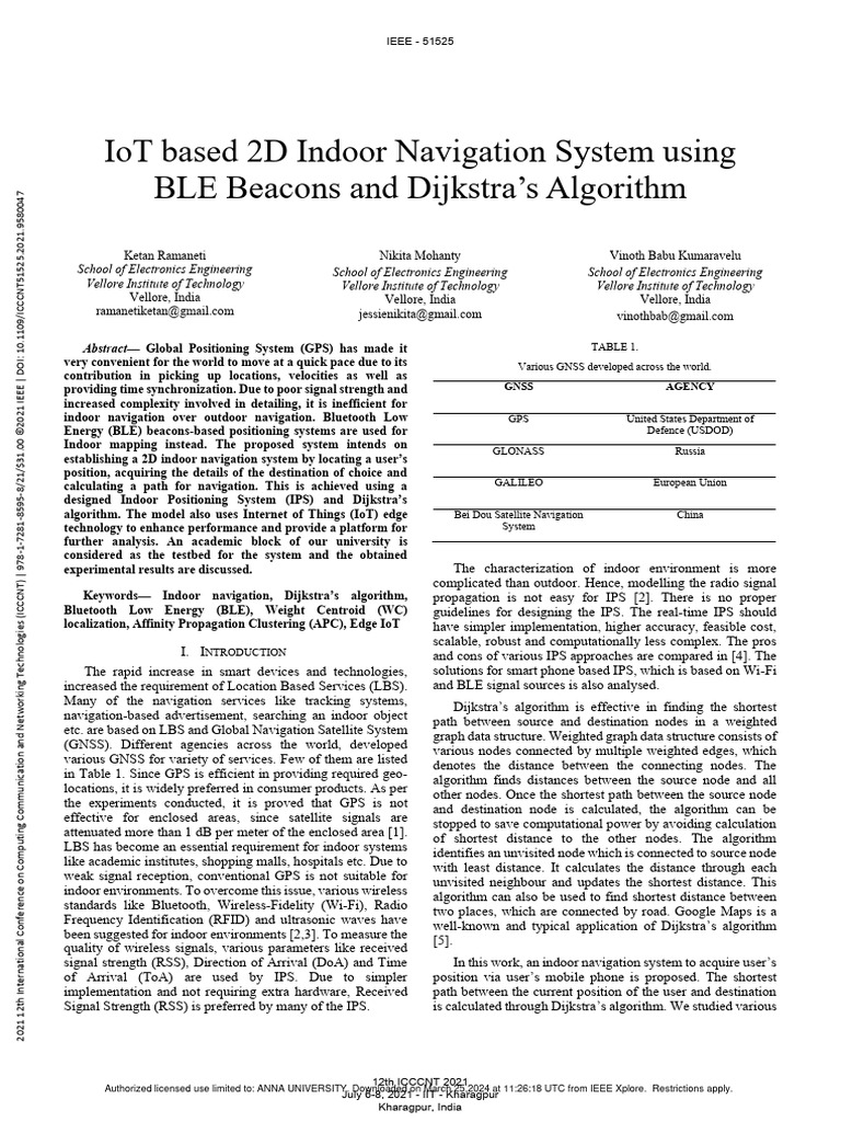IoT Based 2D Indoor Navigation System Using BLE Beacons and Dijkstras ... IoT Based 2D Indoor Navigation System Using BLE Beacons and Dijkstras ...
