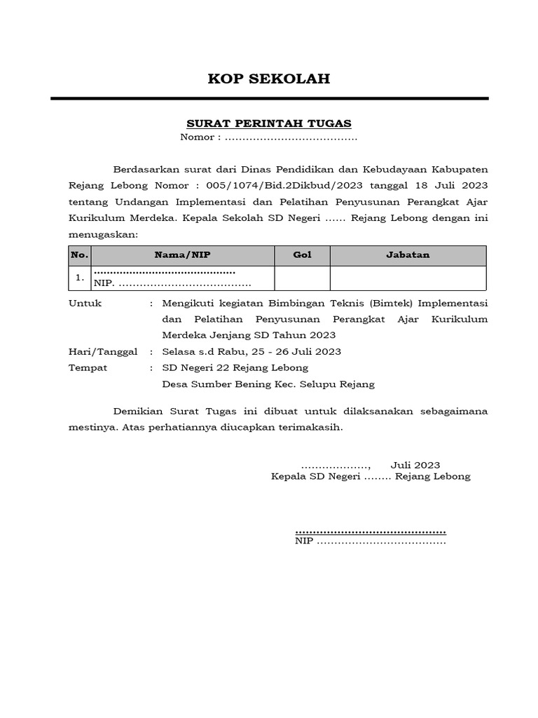 Contoh SPT Pelatihan Ikm | PDF