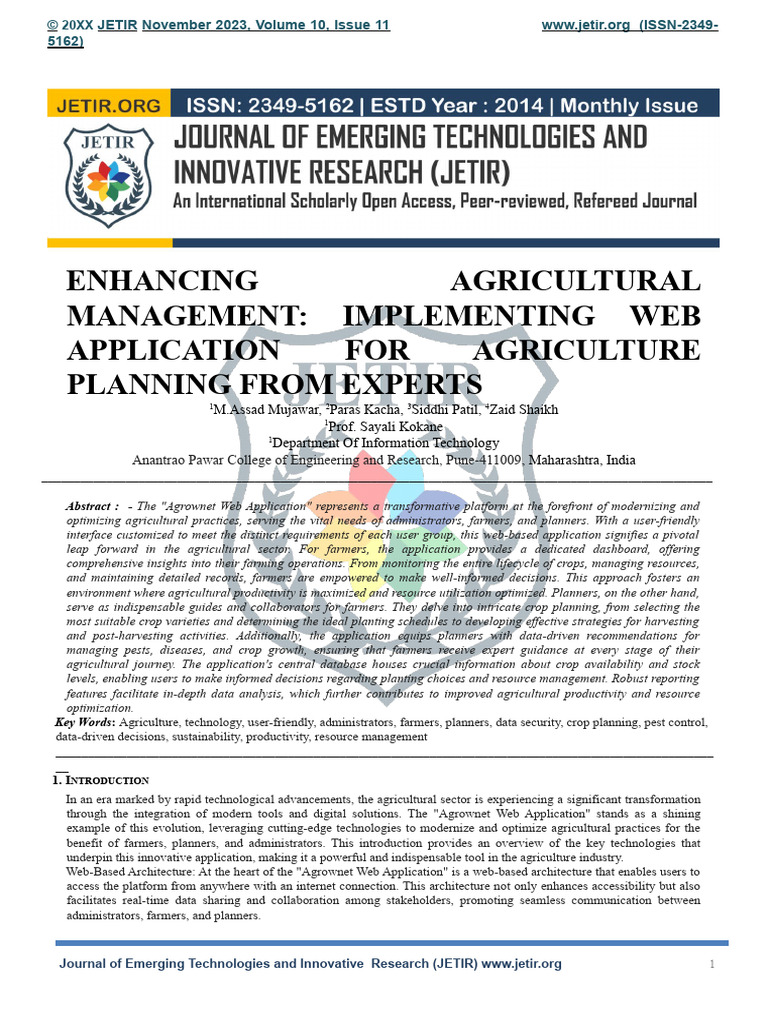 IJTIR | PDF | Internet Of Things | Agriculture