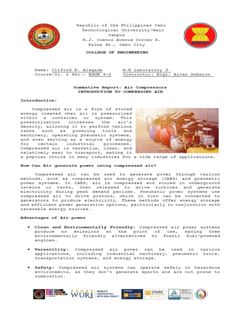 Summative-Report-Air-Compressors | PDF | Atmosphere Of Earth | Energy Technology