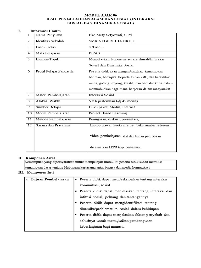 Modul IPAS Interaksi Soasial Dan Dinamika Sosial | PDF | Ilmu Sosial