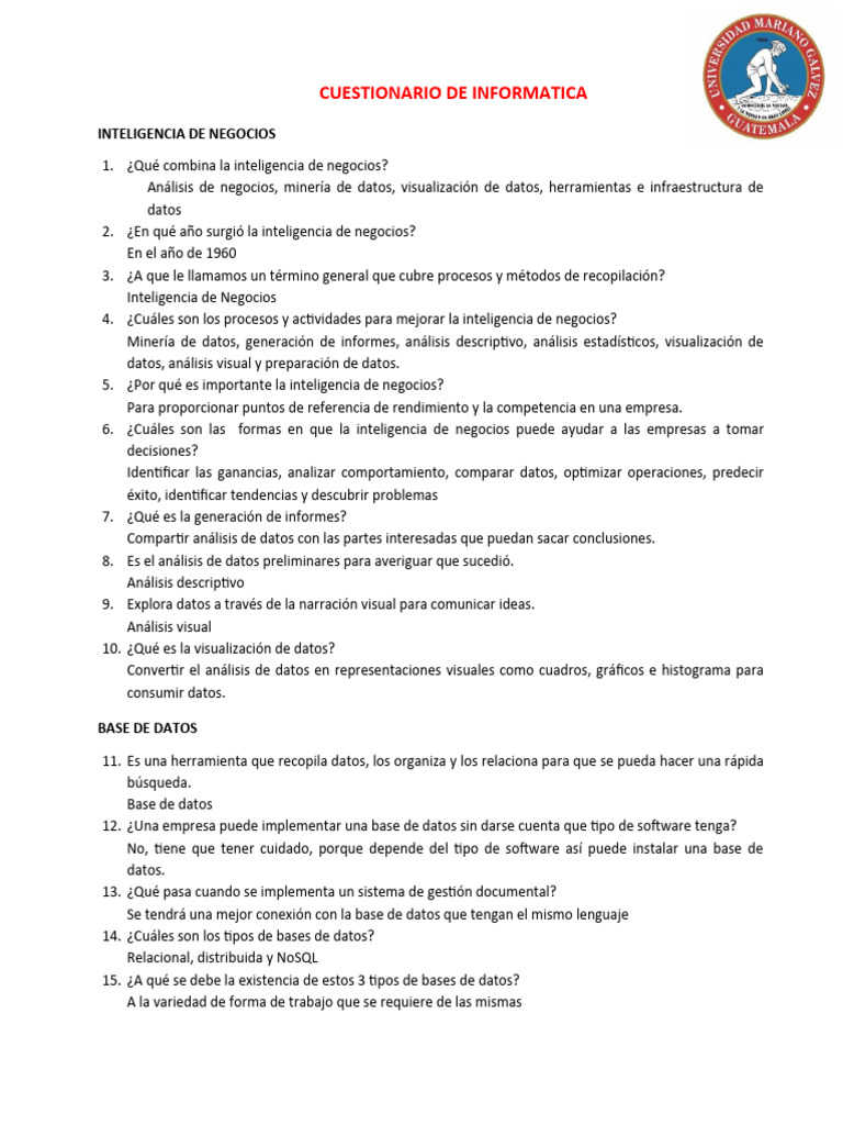 Cuestionario de Informatica | PDF