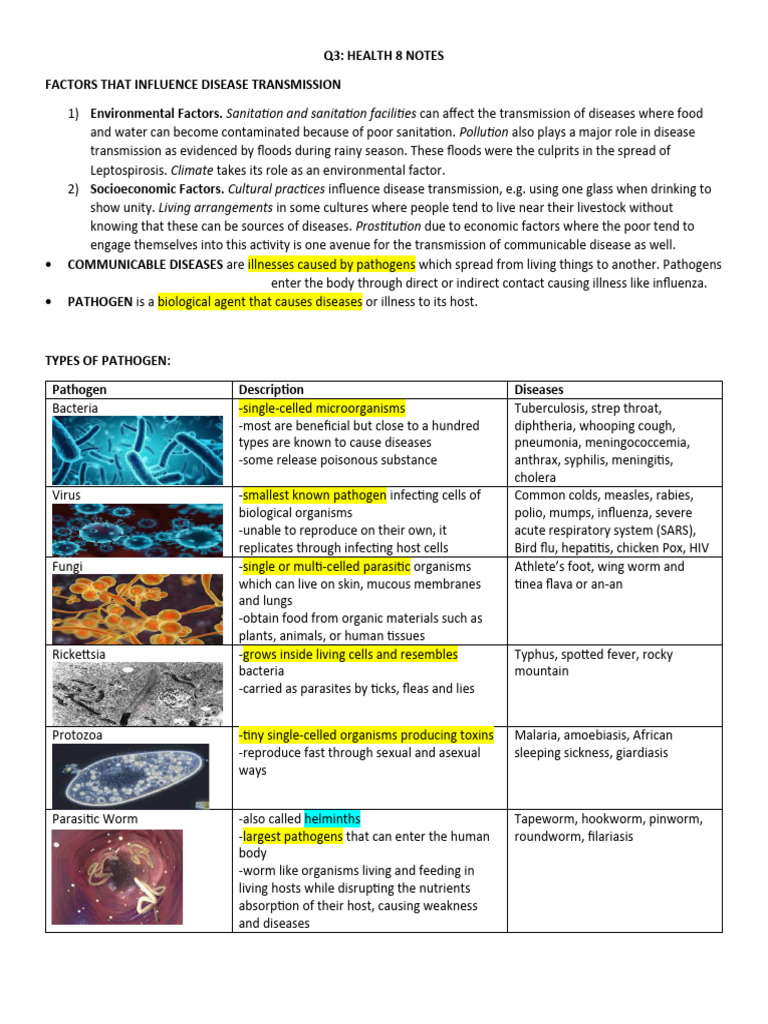 q3 Health 8 Notes Infection and Communicable | PDF | Hiv/Aids | Infection