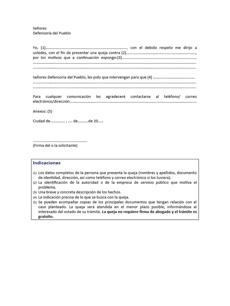 Hoja de Reclamaciones | PDF