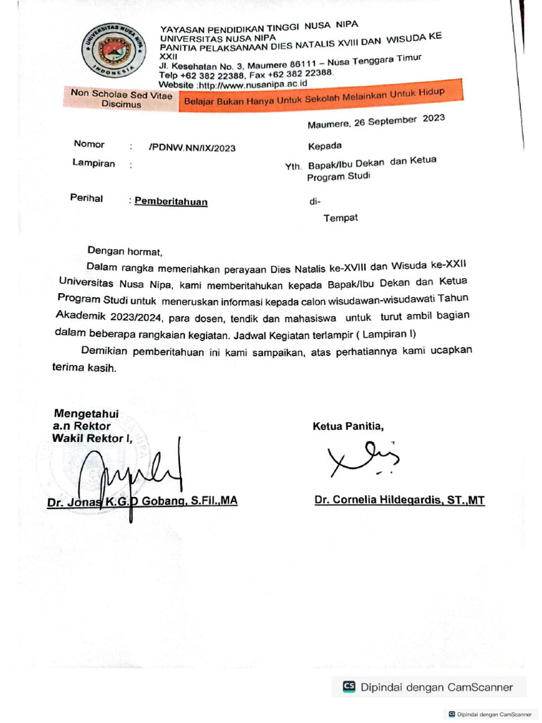 Surat Pemberitahuan Wisuda | PDF