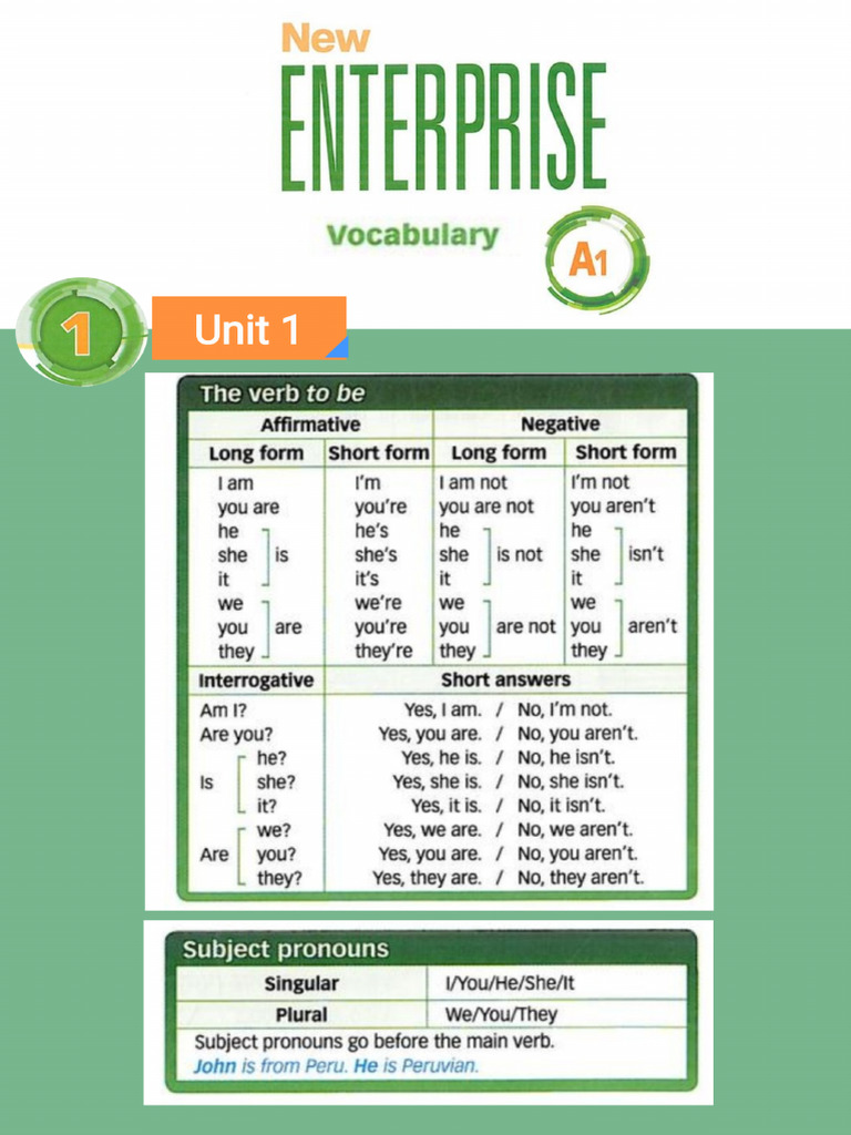 Uni 1 GRAMMAR A1 | PDF