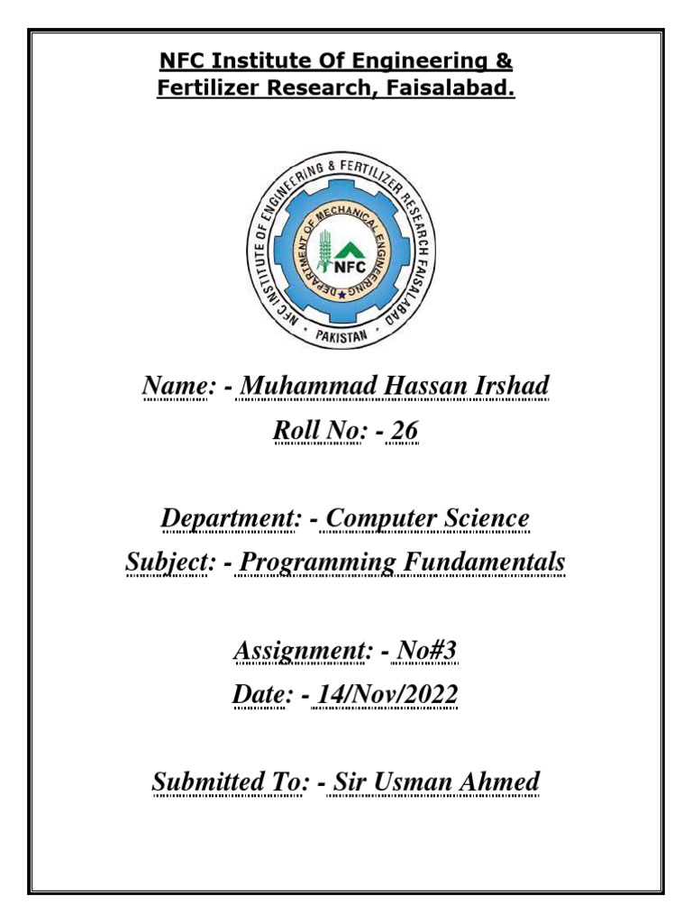 Muhammad Hassan Irshad Roll 26 | PDF | Namespace | Arithmetic