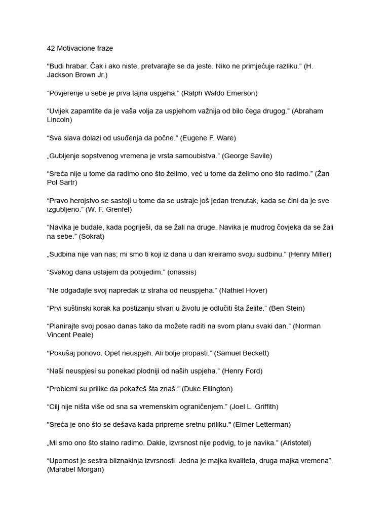 42 Motivacione Fraze | PDF