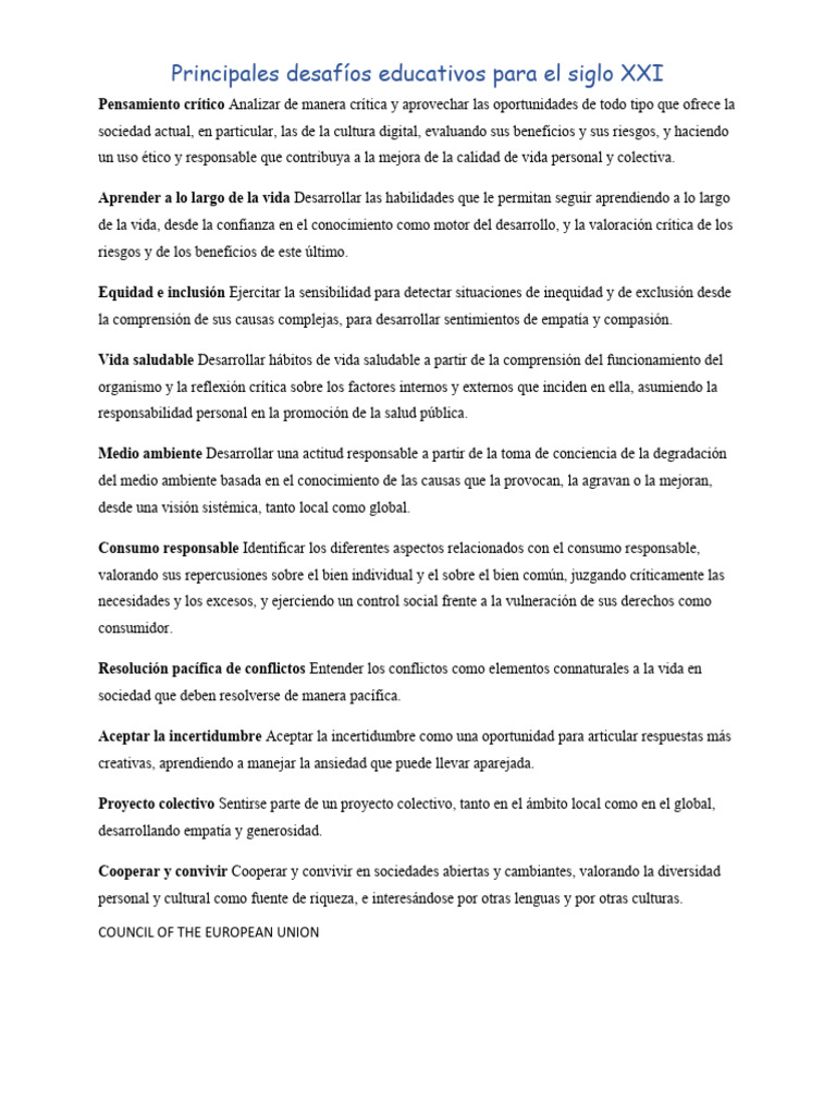 Principales Desafíos Educativos para El Siglo XXI | PDF | Plan de ... Principales Desafíos Educativos para El Siglo XXI | PDF | Plan de ...