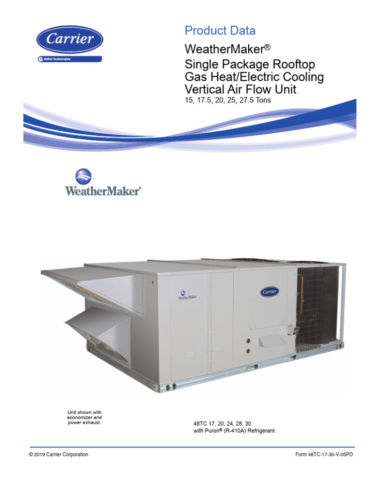 Weathermaker Single Package Rooftop Gas Heat/Electric Cooling Vertical ...