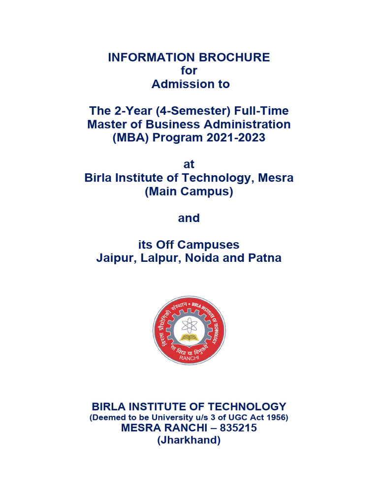 MBA 2021 - Information Brochure - 12 Feb 2021 | PDF | Business