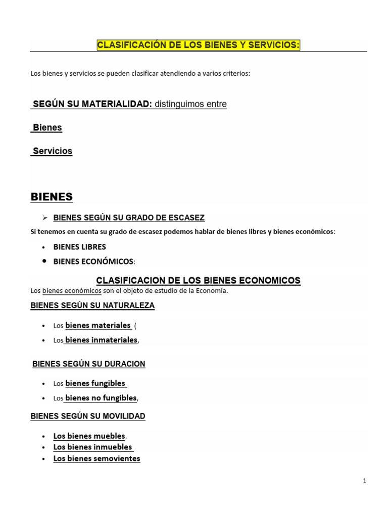Diferencia Entre Bienes y Servicios, Clasificacion de Bienes | PDF | Bienes | Elasticidad (economía)