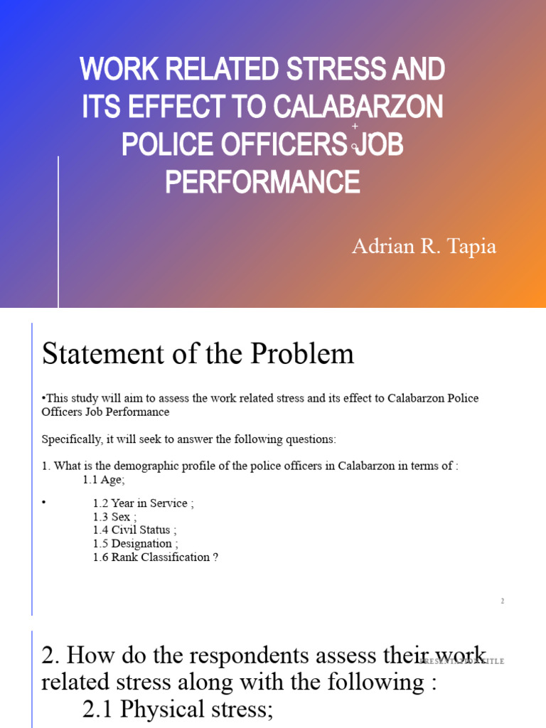 Work related Stress and its effect to Calabarzon | PDF | Occupational ...