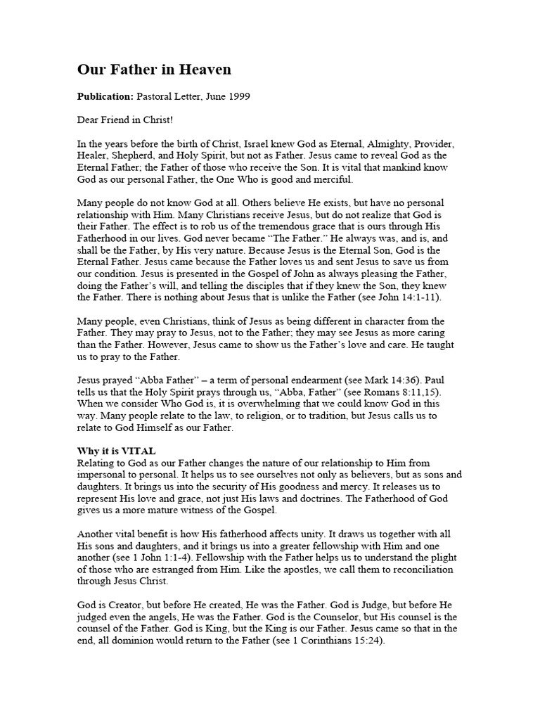 June 1999 - Our Father in Heaven | PDF | God The Father | Jesus