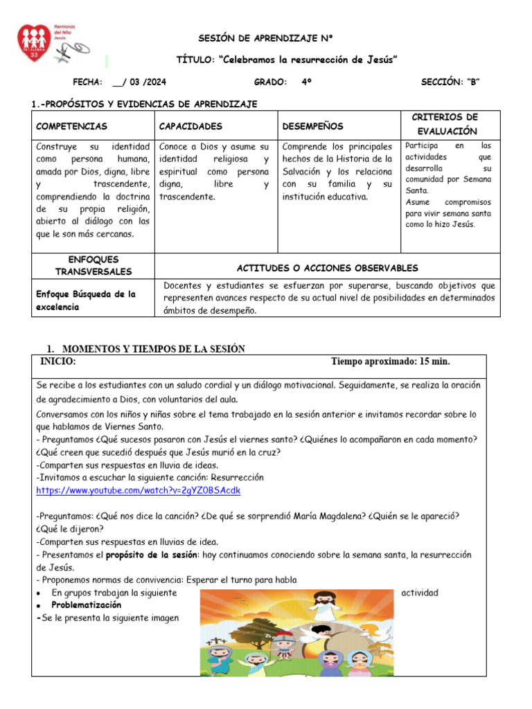 Sesion Relig Dom Resurr | PDF | La resurrección de Jesús | Pascua de ...
