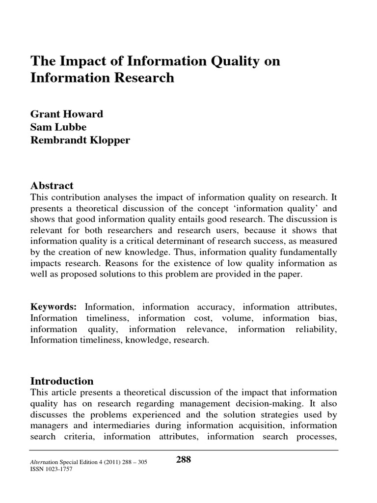 Impact of Information Quality on Research | PDF | Information | Methodology