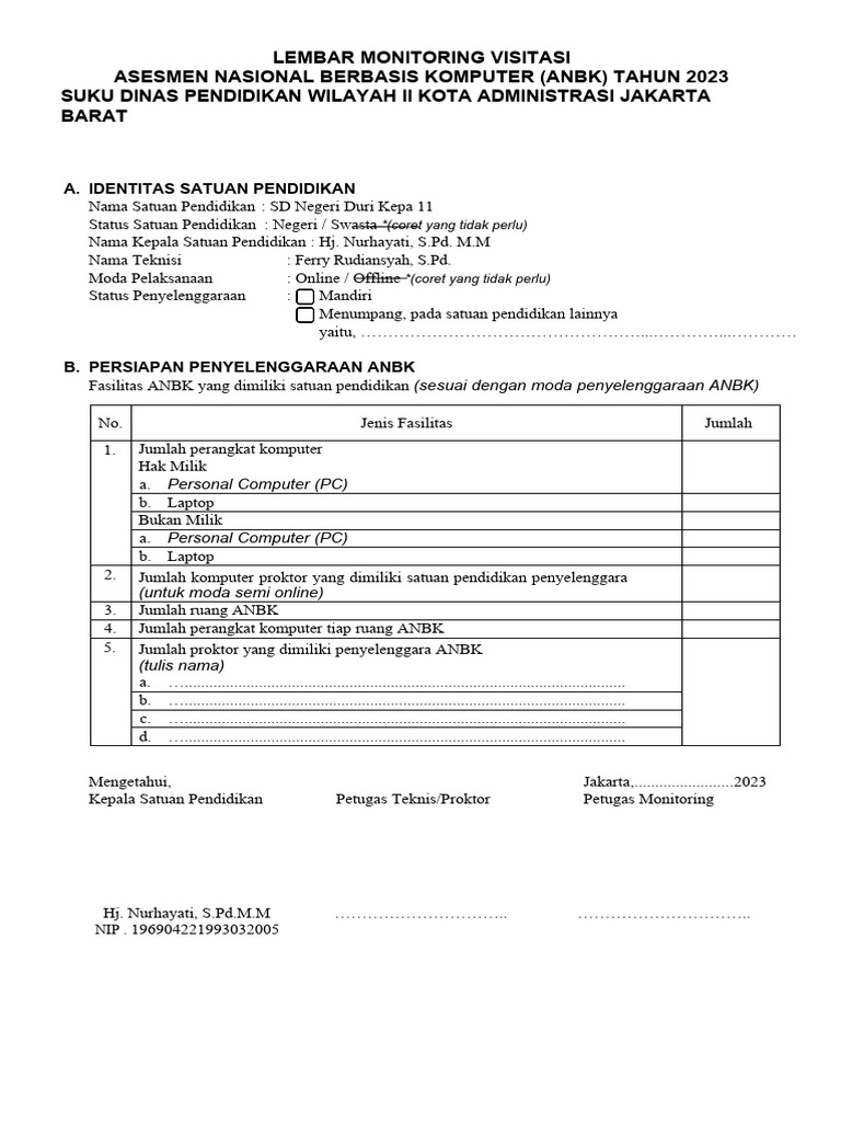 Lembar Monitoring Visitasi | PDF