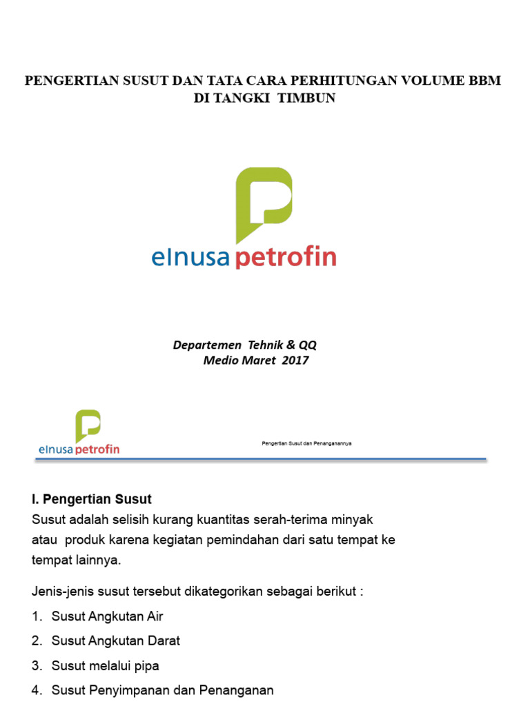 Pengertian dan Perhitungan Susut BBM | PDF