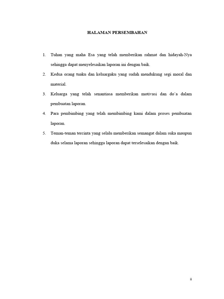 Contoh Halaman Persembahan Laporan PKL | PDF