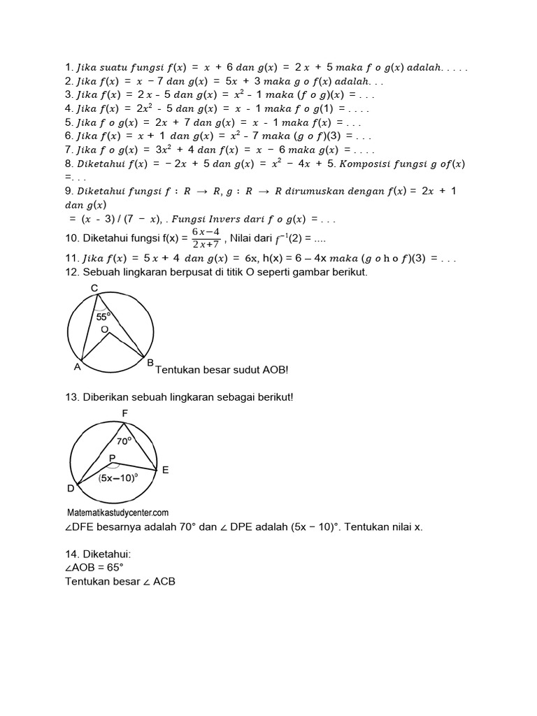 Soal Matematika: Fungsi & Geometri | PDF