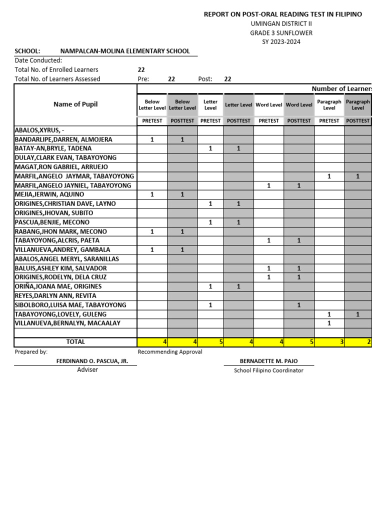 NEW Template PHIL IRI FLAT by Adviser | PDF