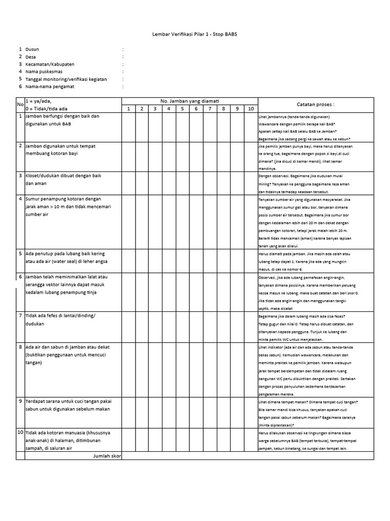 Form Verifikasi Desa ODF | PDF