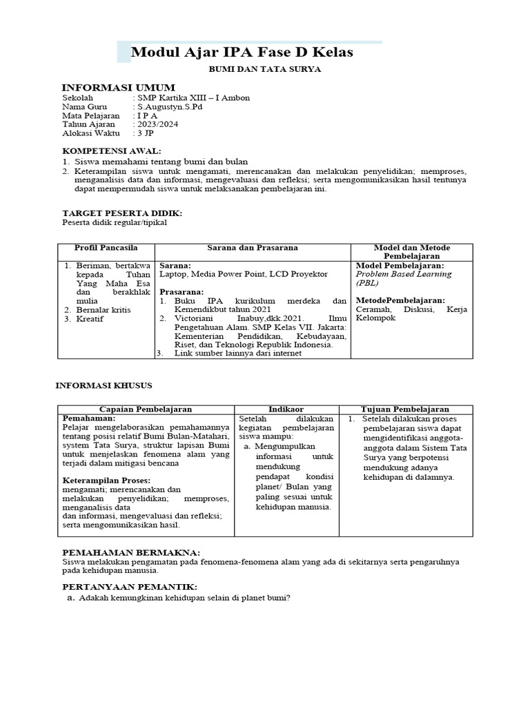 Modul Ajar Kelas VII Genap | PDF