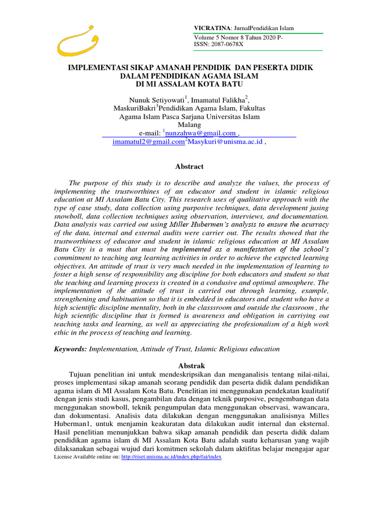 UAS Riset - Jurnal-Nunuk Imamatul-Fix | PDF | Data | Disciplines