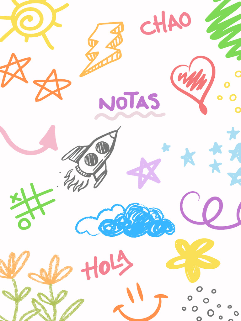 Portada Cuaderno Notas doodles blanco | PDF