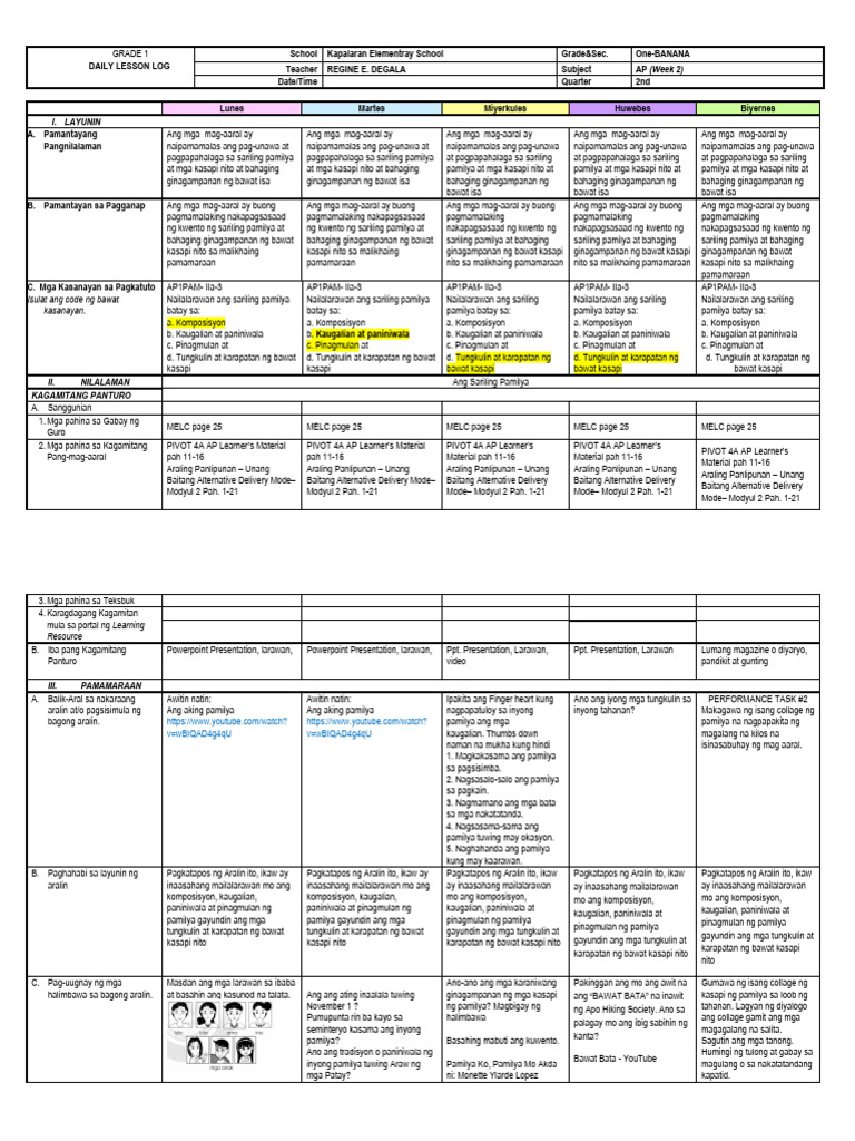 Ap1-Dll-Q2-Week 2 | PDF