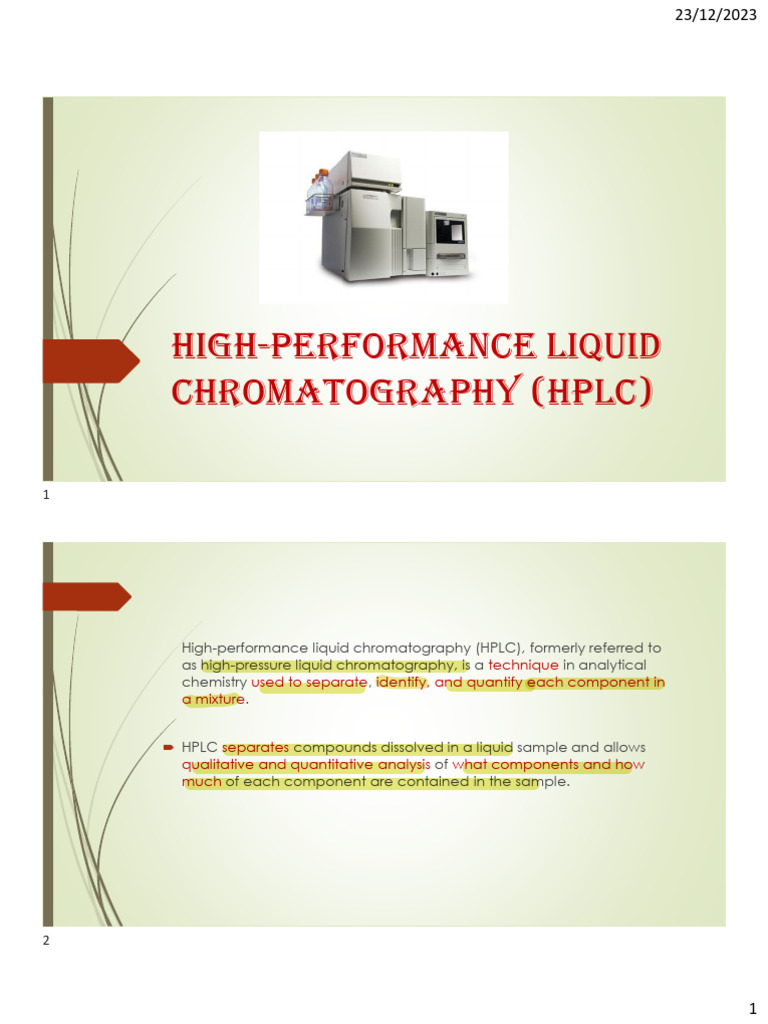 HPLC Additional Note | PDF | High Performance Liquid Chromatography ...