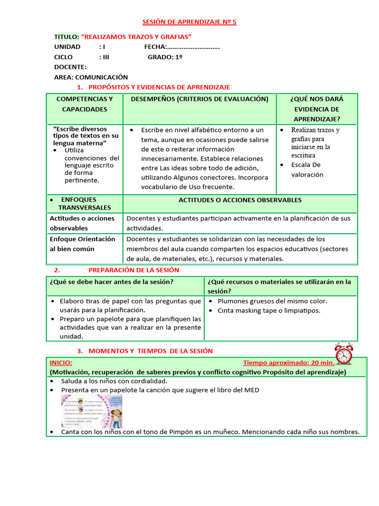 SESIÓN DE APRENDIZAJE Realizamos Trazos | Descargar gratis PDF | Aprendizaje | Evaluación