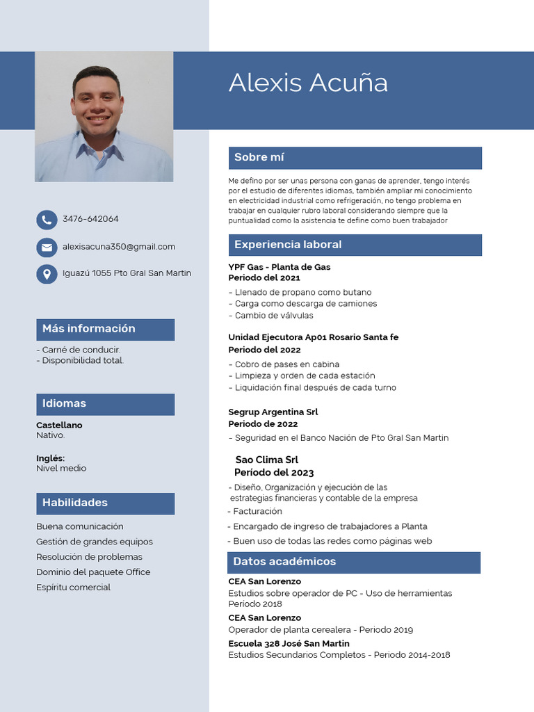 Currículum Marketing Manager Foto Sobrio Azul - 20230901 - 115738 ...