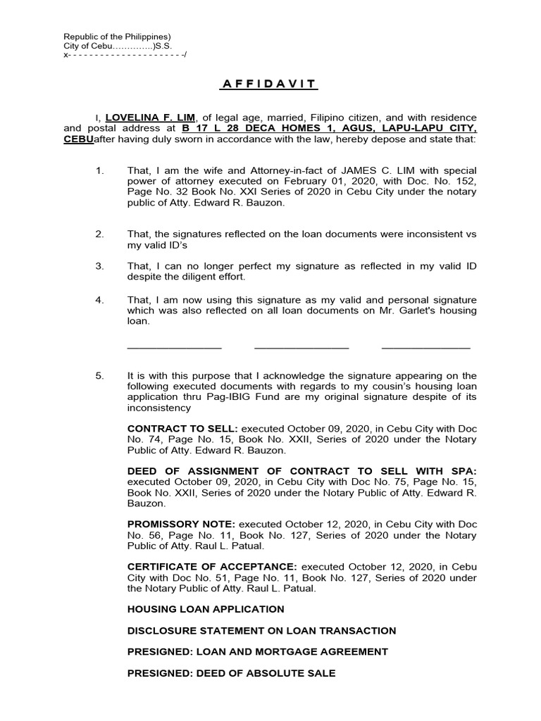 Affidavit affirmation on Signature | PDF | Affidavit | Notary Public