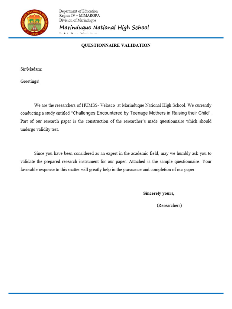 Questionnaire Validation | PDF | Questionnaire