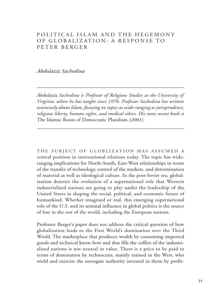 Political Islam & Globalization Debate | PDF | Secularity | Globalization
