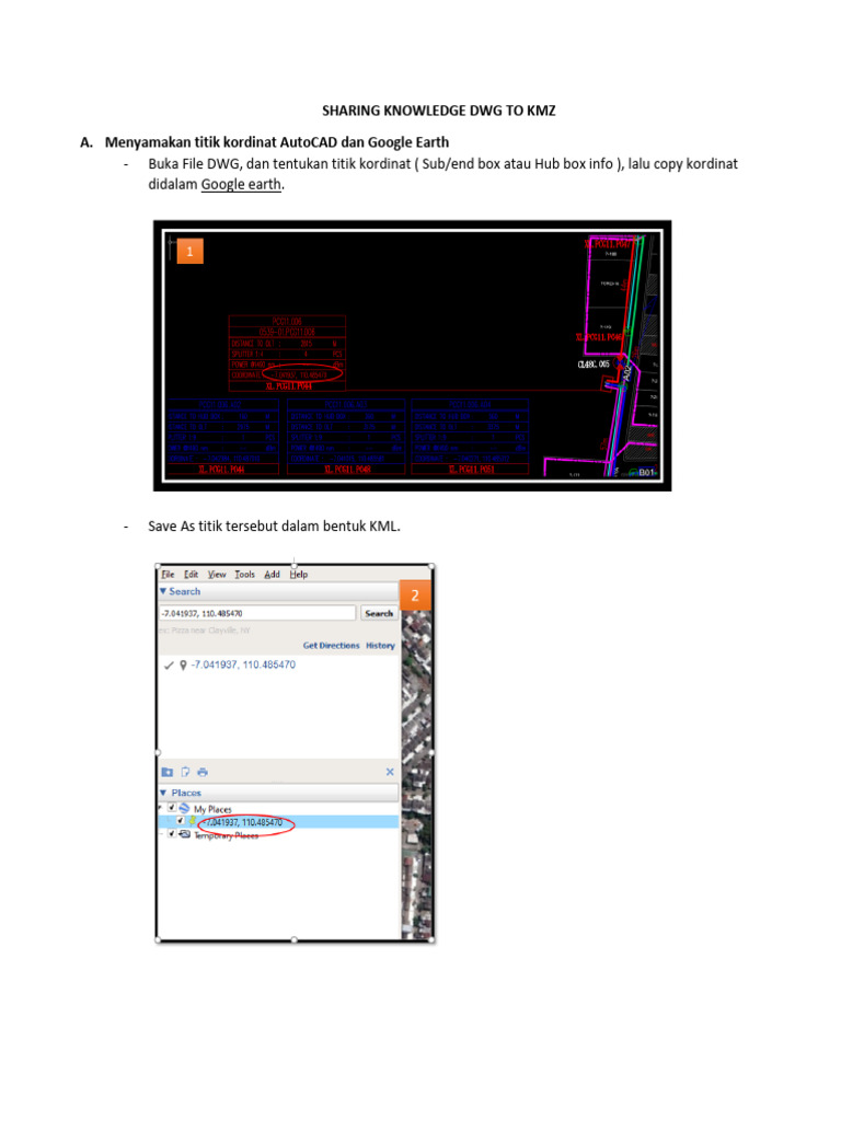 Sharing Knowledge DWG To KMZ | PDF